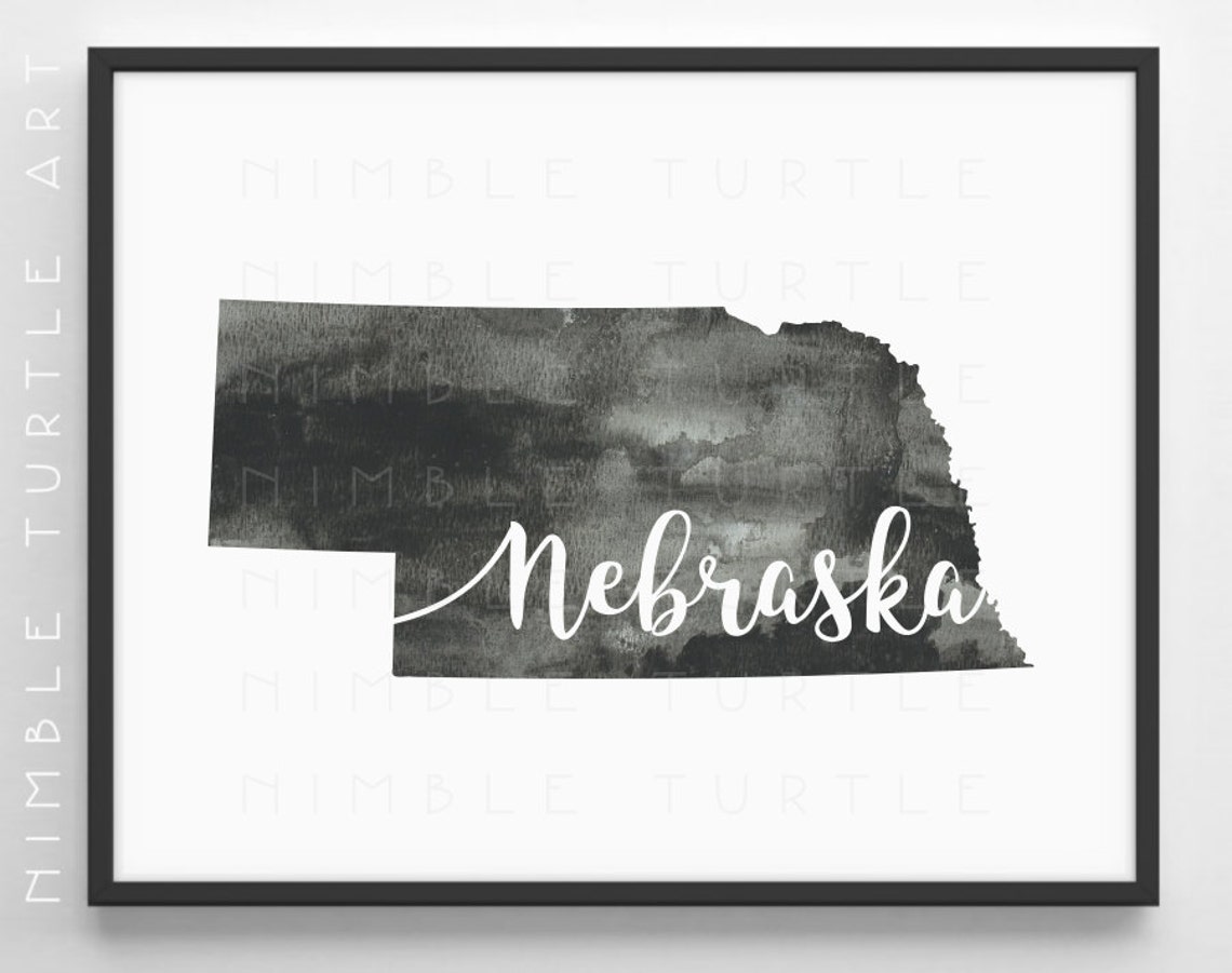 Nebraska State Outline Watercolor Printable Nebraska Wall | Etsy