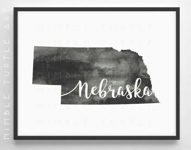 Nebraska State Outline Watercolor Printable Nebraska Wall - Etsy