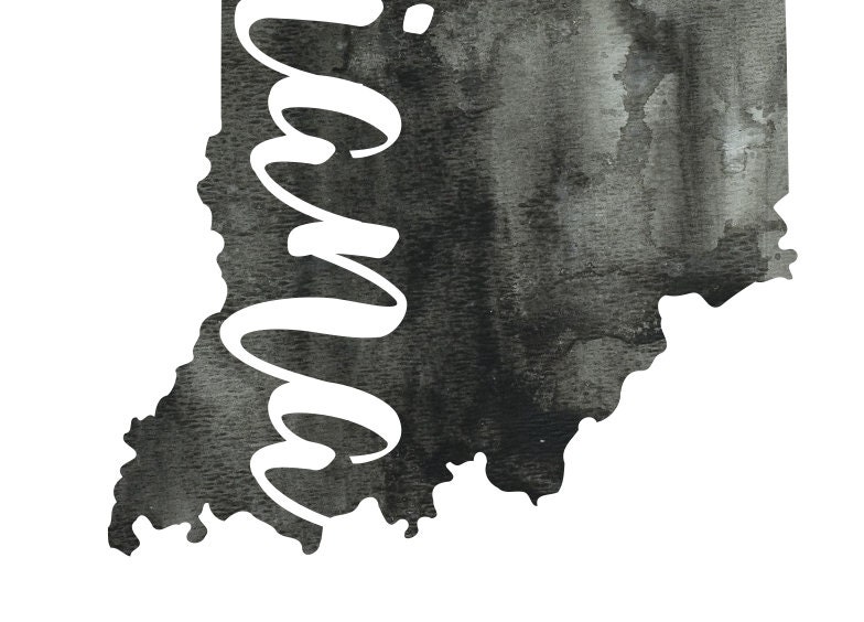 Indiana State Outline Watercolor Printable Indiana Wall Art | Etsy