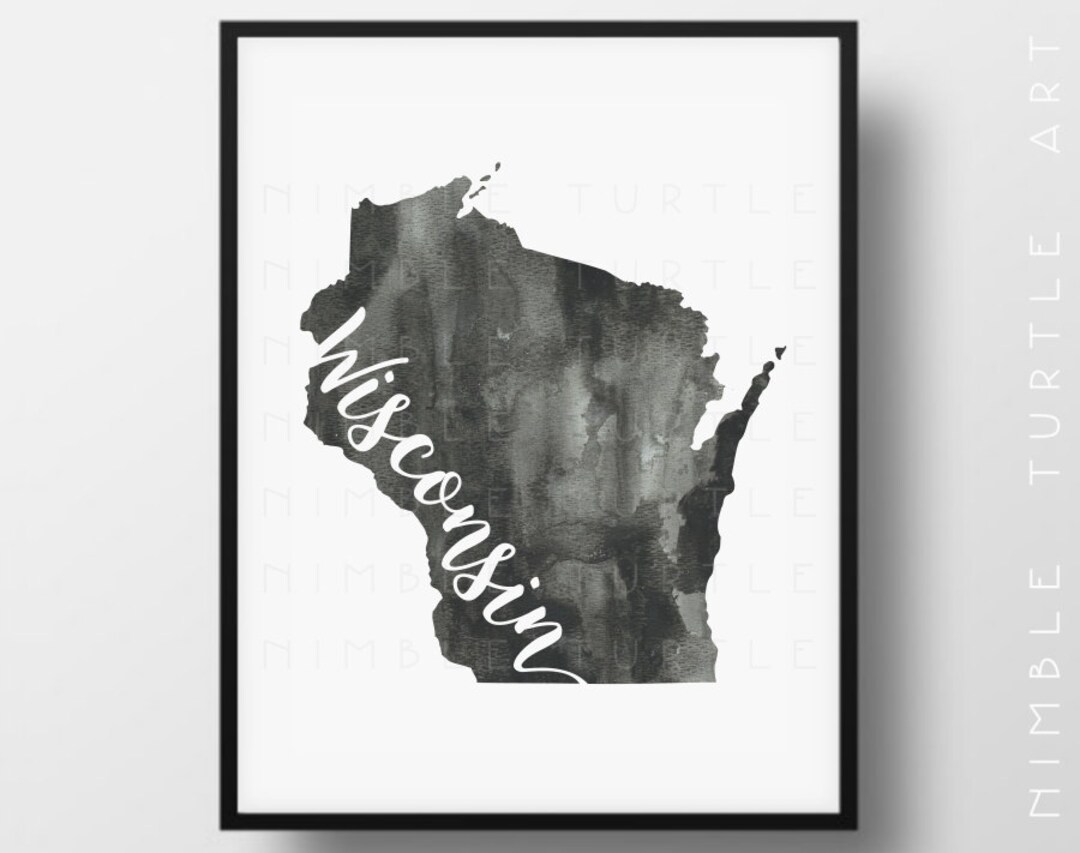 Wisconsin State Outline Watercolor - Printable Wisconsin Wall Art ...