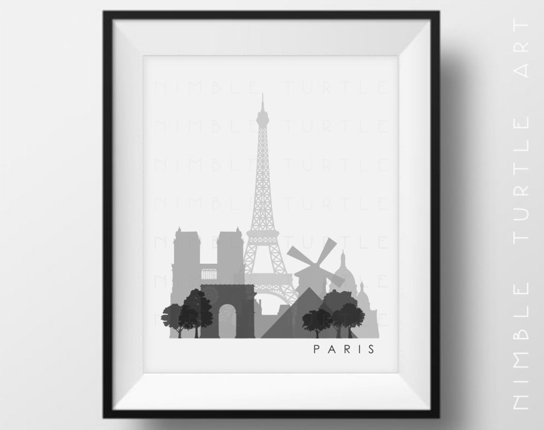 Paris Skyline Printable Download - Transparent Skyline - Paris Black ...