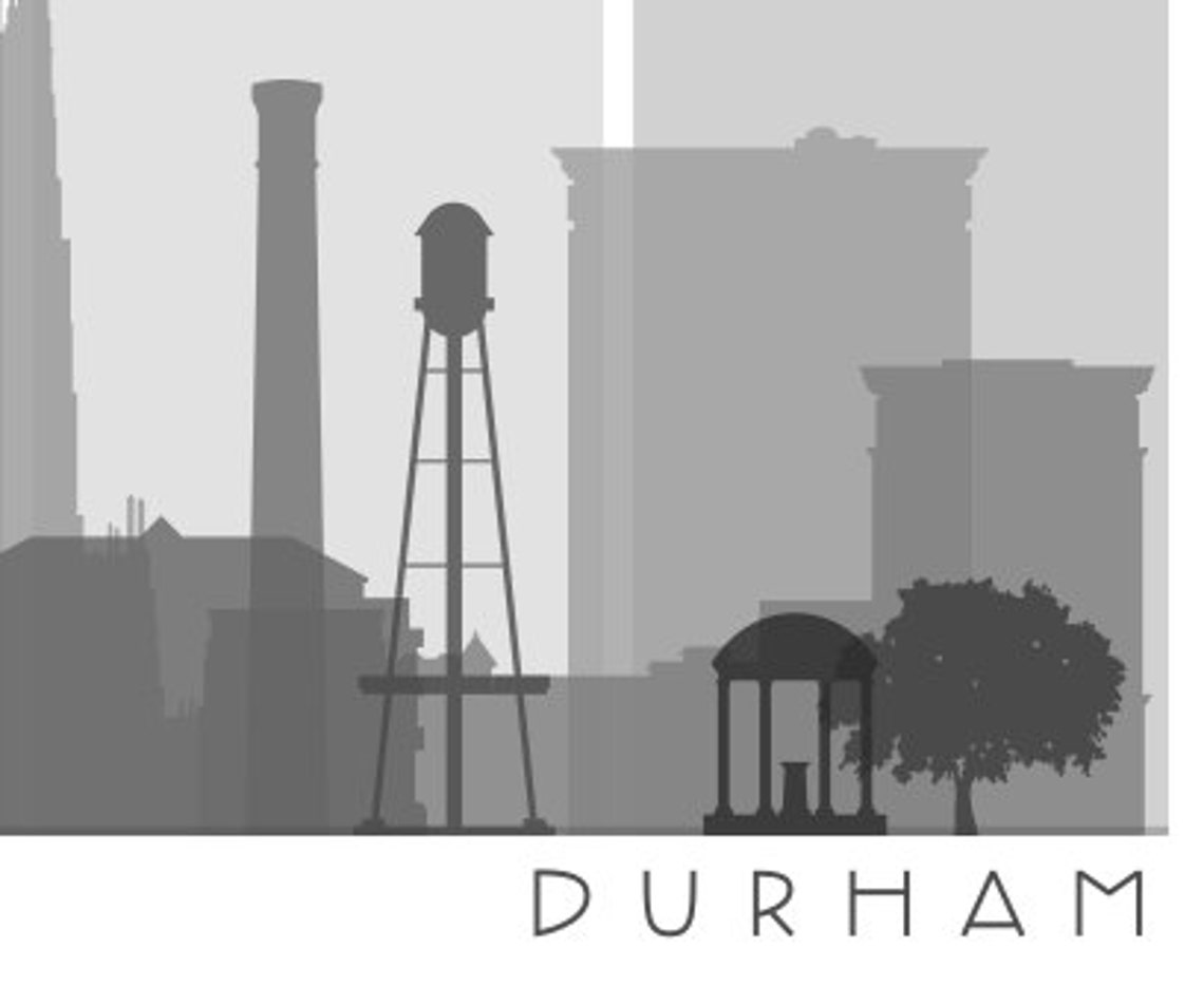 Durham Skyline Printable Download - Black and White - Grayscale ...