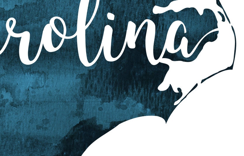 North Carolina State Outline Watercolor Blue Printable | Etsy