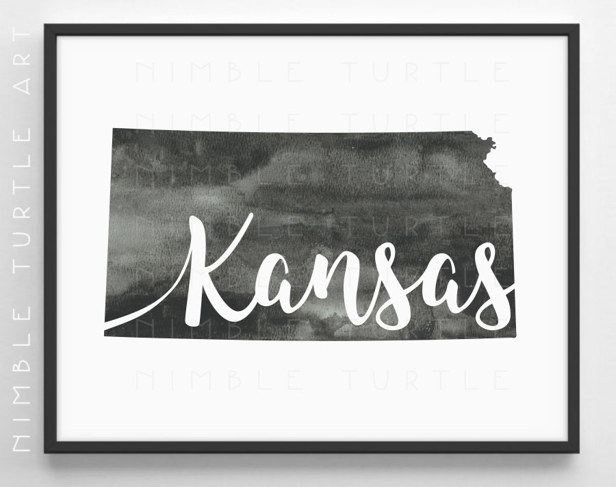 Kansas State Outline Watercolor Printable Kansas Wall Art - Etsy UK