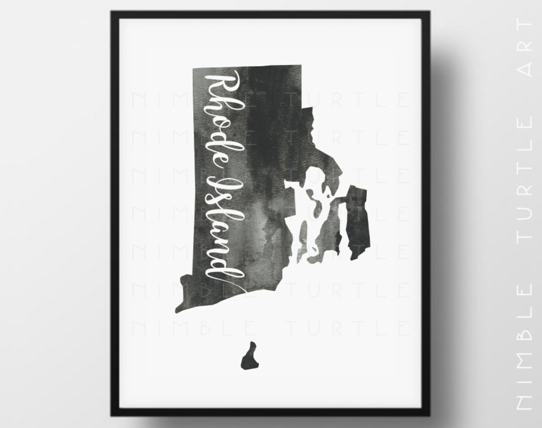 Rhode Island State Outline Watercolor - Printable Rhode Island Wall Art ...