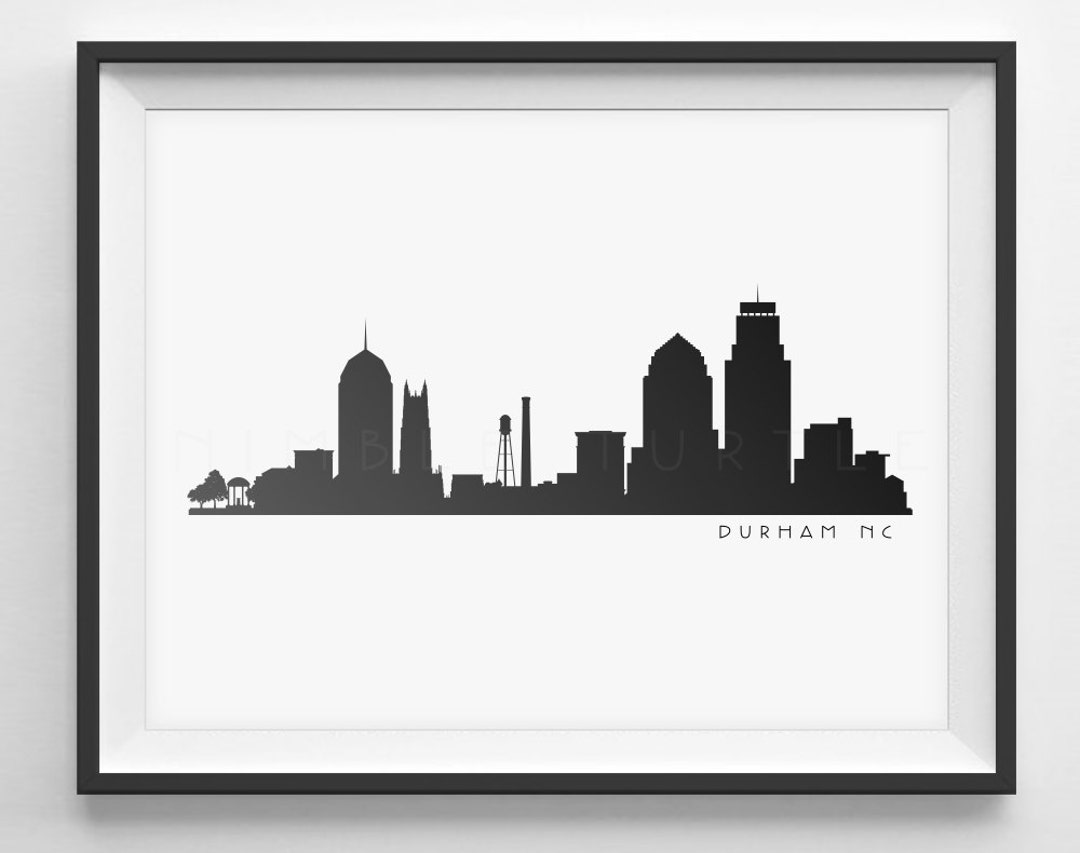 Durham NC Skyline Silhouette Printable Download - Black and White - PDF ...