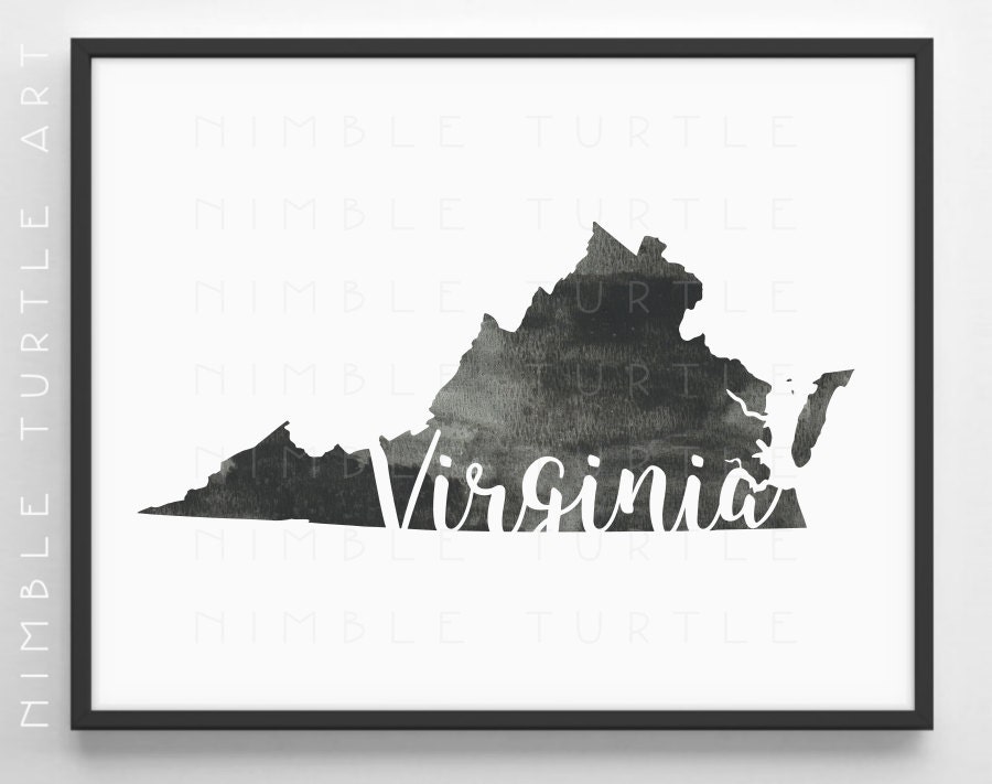 Virginia State Outline Watercolor Printable Virginia Wall | Etsy