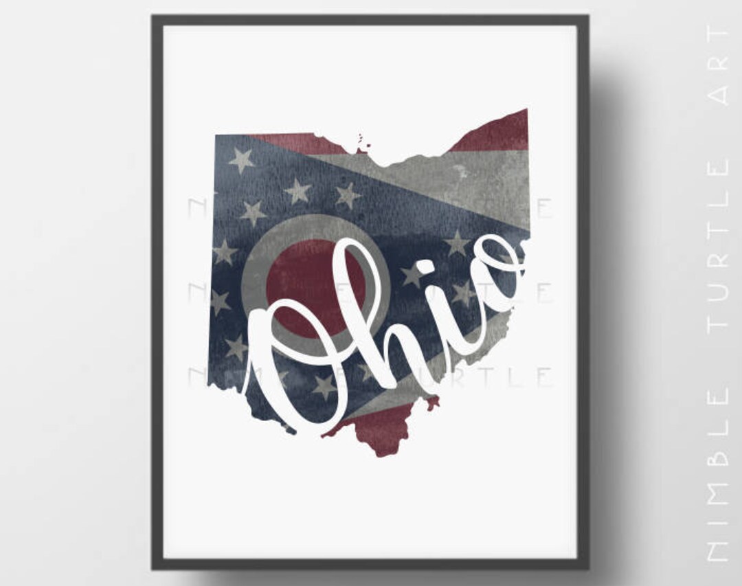 Ohio State Outline Watercolor Printable Download - Ohio State Flag - Etsy
