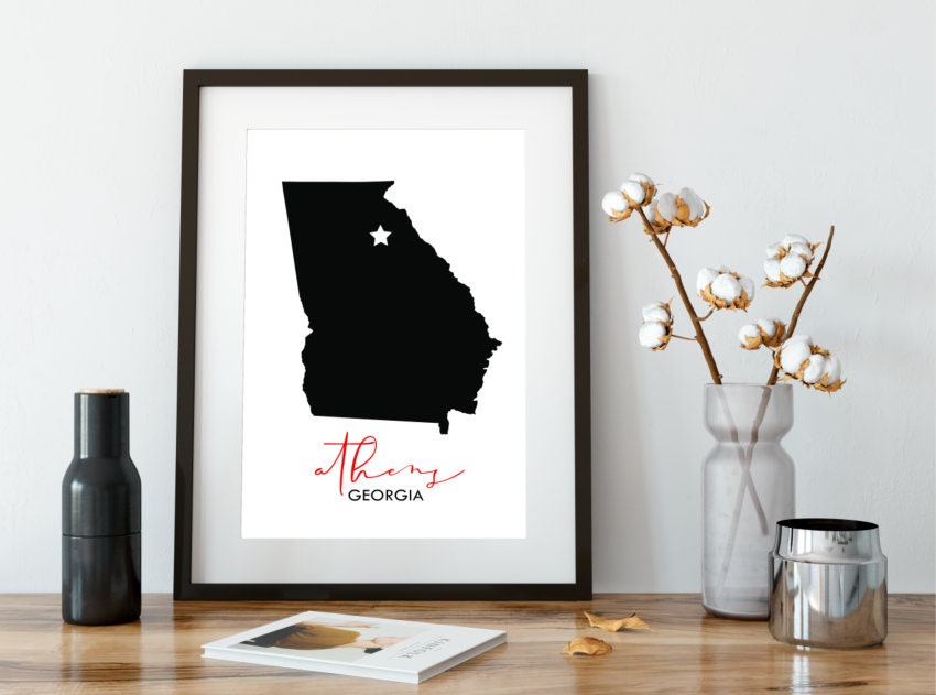 Athens Georgia Art Map Printable Athens GA Wall Art Athens | Etsy