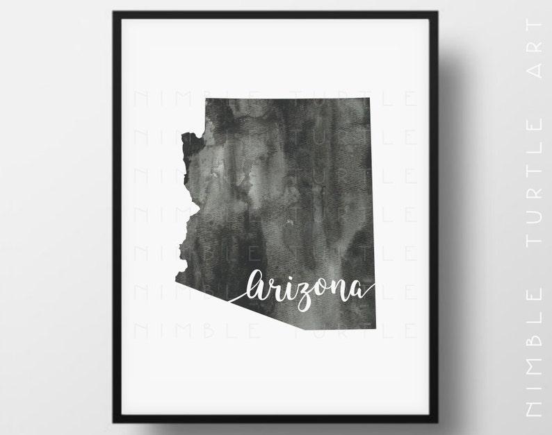 Arizona State Outline Watercolor - Printable Arizona Wall Art - Comes ...
