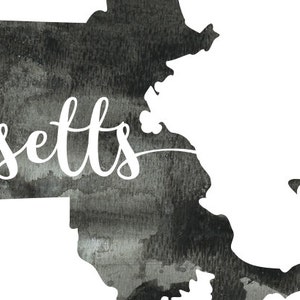 Massachusetts State Outline Watercolor - Printable Massachusetts Wall ...