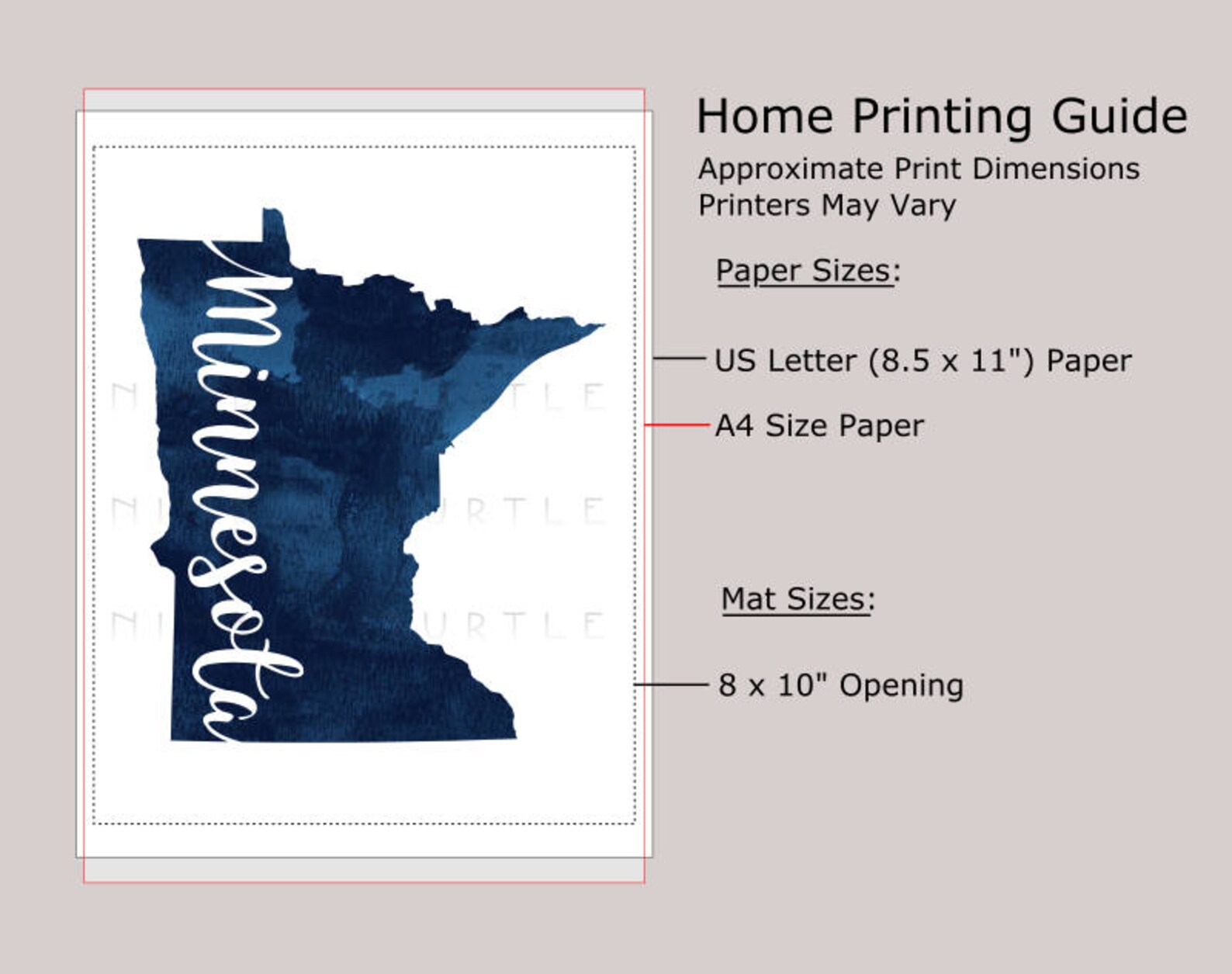 Minnesota State Outline Blue Watercolor - Printable Minnesota Wall Art ...