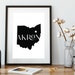 Akron Ohio State Outline Map Typography Akron Wall Art Akron Map JPG ...