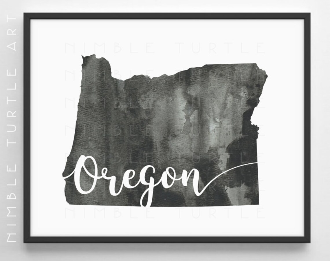 Oregon State Outline Watercolor - Printable Oregon Wall Art - Comes ...