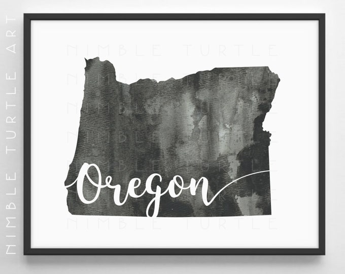 Oregon State Outline Watercolor Printable Oregon Wall Art Comes With ...