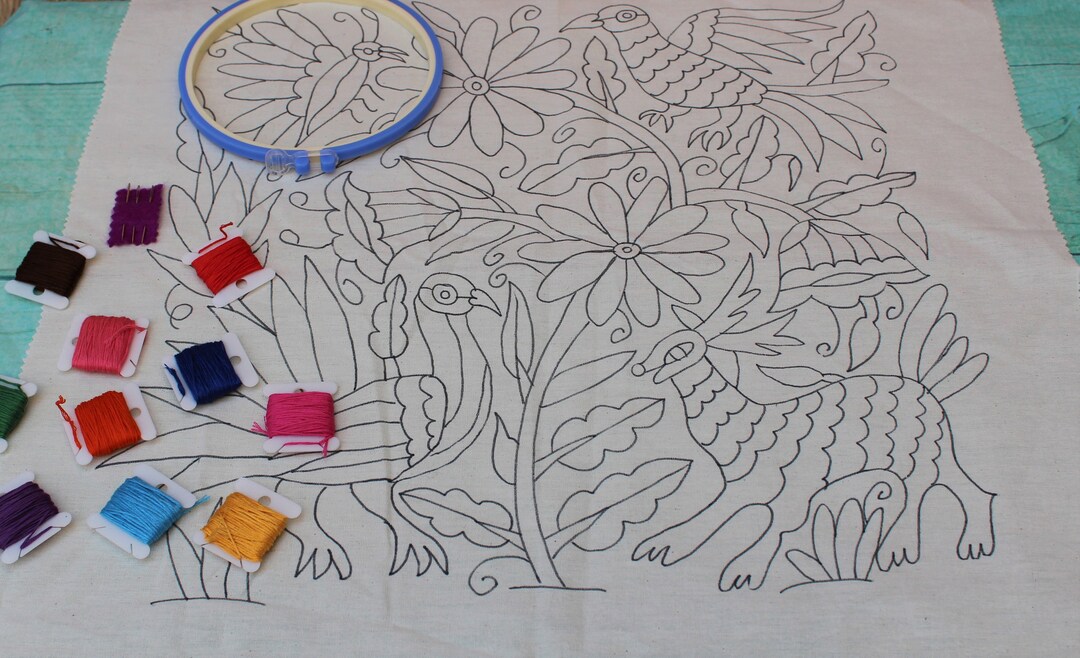 Embroidery Kit, Otomi Pillow, Tenango, Embroidery Pattern, Craft Gift ...