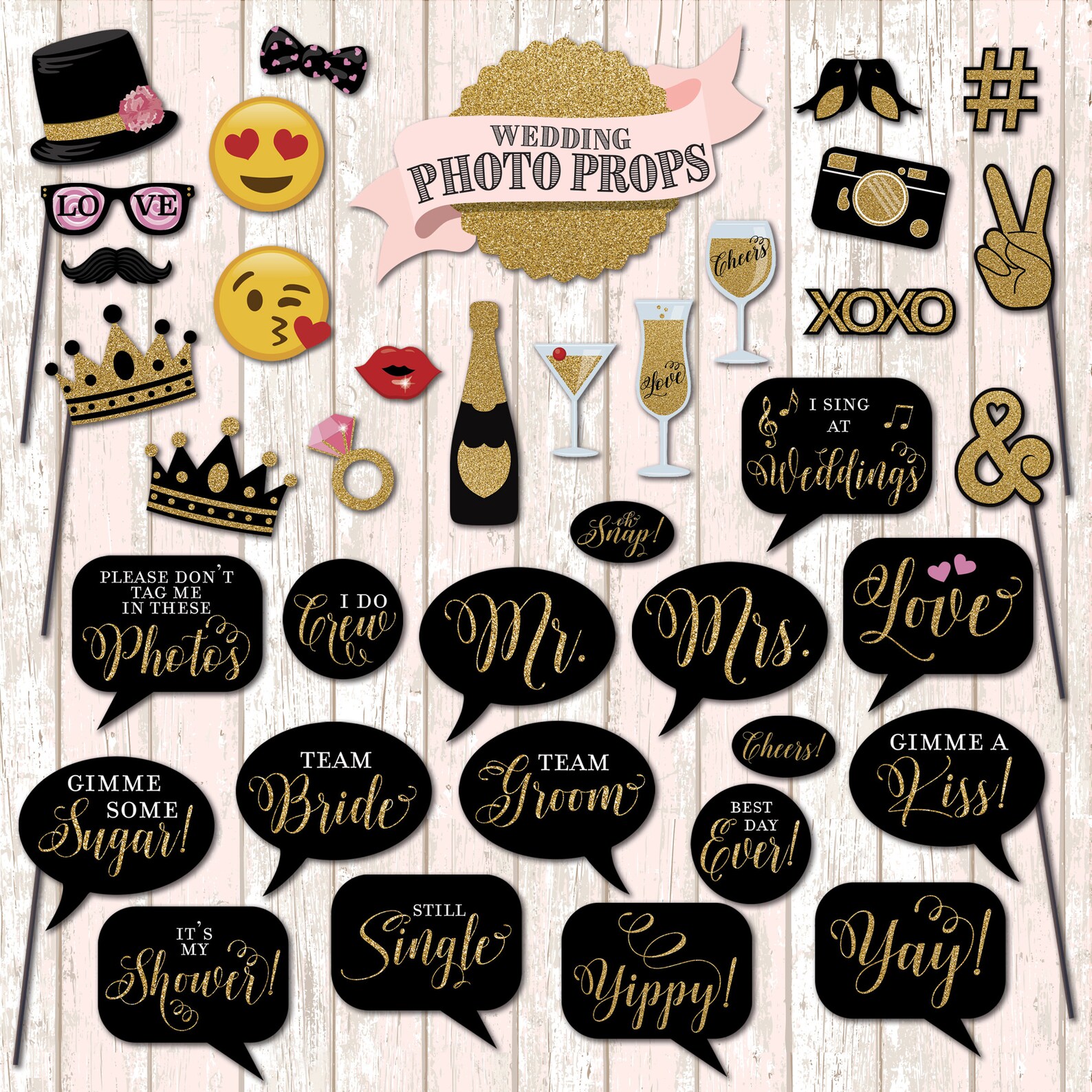 Photo Props Photo Booth Printable Photo Props Bridal | Etsy