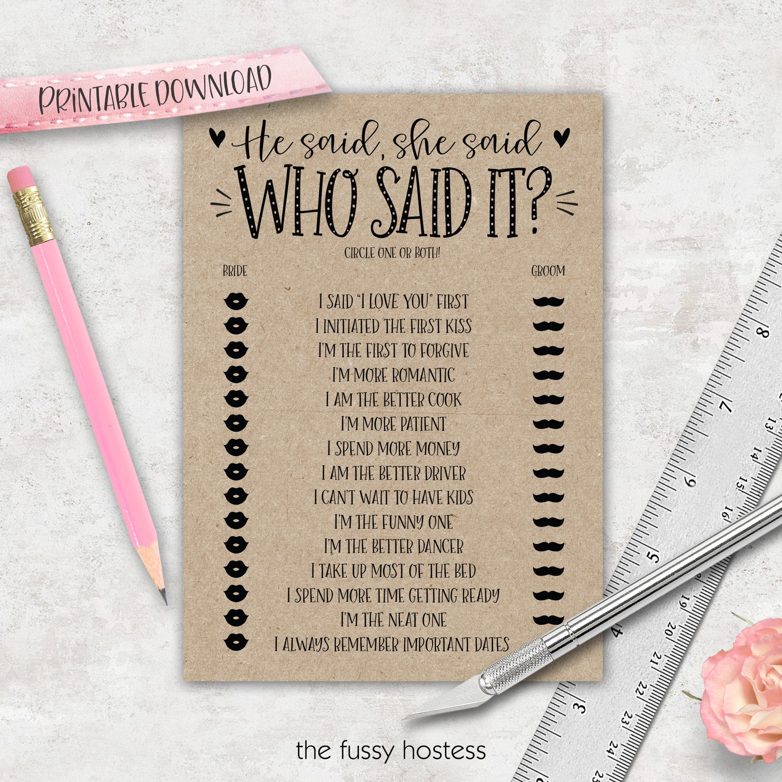 Virtual Printable Who Said It Game Bridal Shower He - Etsy