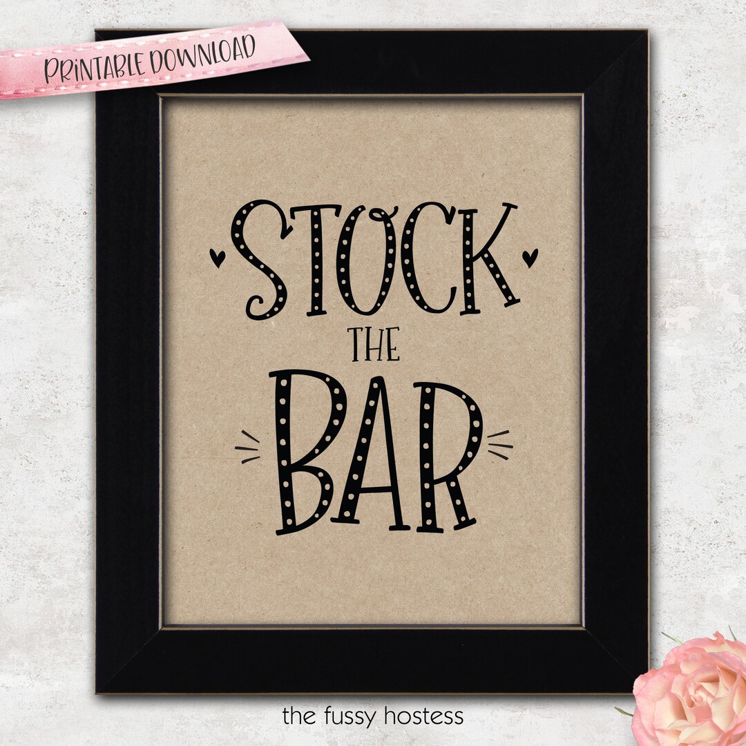 Stock the Bar Printable Sign Couples Shower Bridal Wedding Hen Party ...
