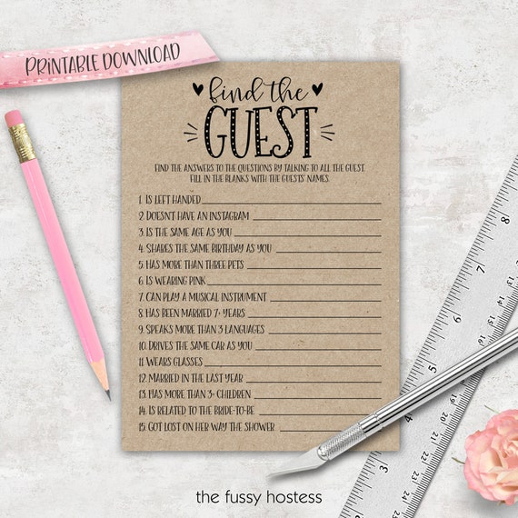 Find the Guest | Virtual + Printable - Bridal Shower Game | Guess The ...