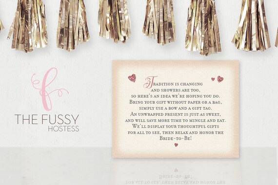 Display Shower Card, Bridal Shower Insert Card, Bridal Shower ...