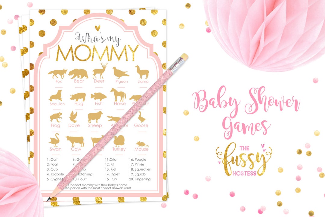 Virtual + Printable | Who is My Mommy | Baby Shower Game | Animal Names ...