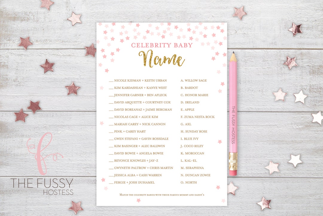 Celebrity Baby Name Game Virtual Printable Baby Shower Game Baby Name ...