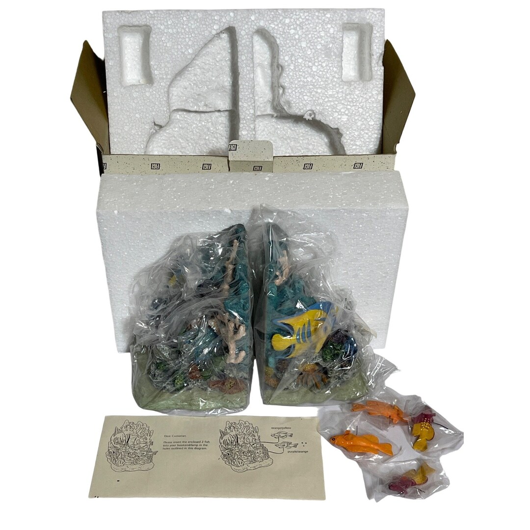 Figi Graphics Vintage Tropical Fish Bookends Handcast Hand Painted BE ...