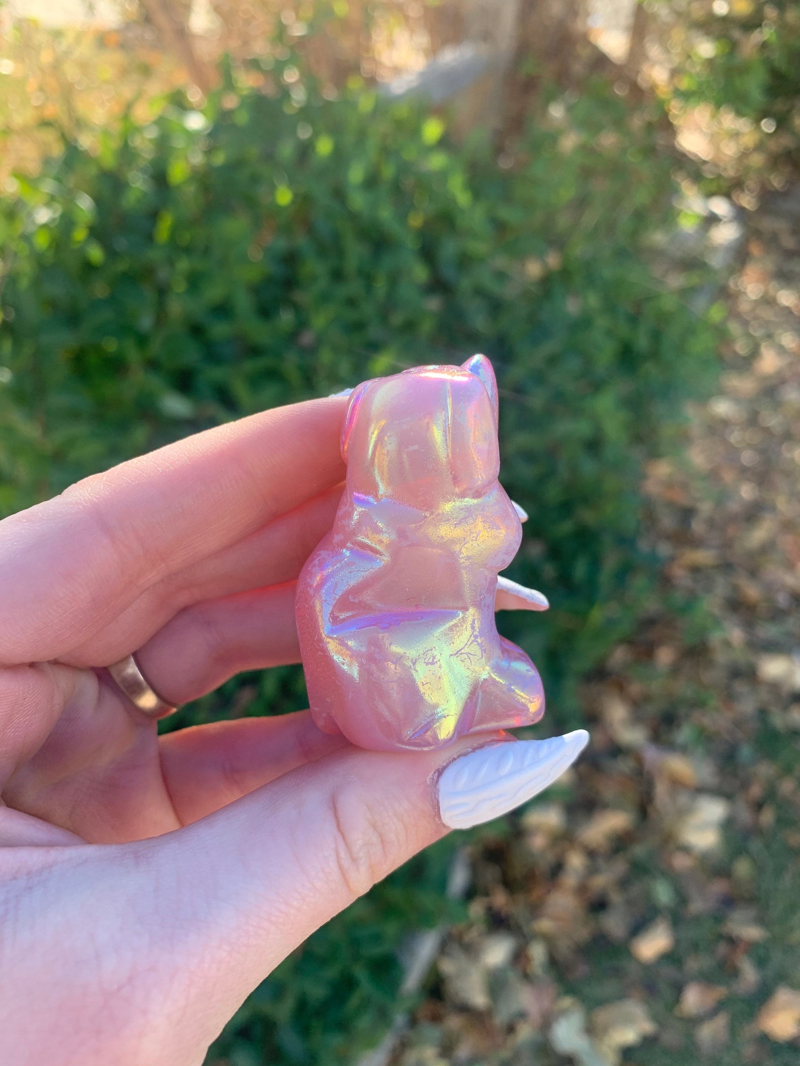 Carved Pink Purple Angel Flame Aura Quartz Opalite Unicorn | Etsy