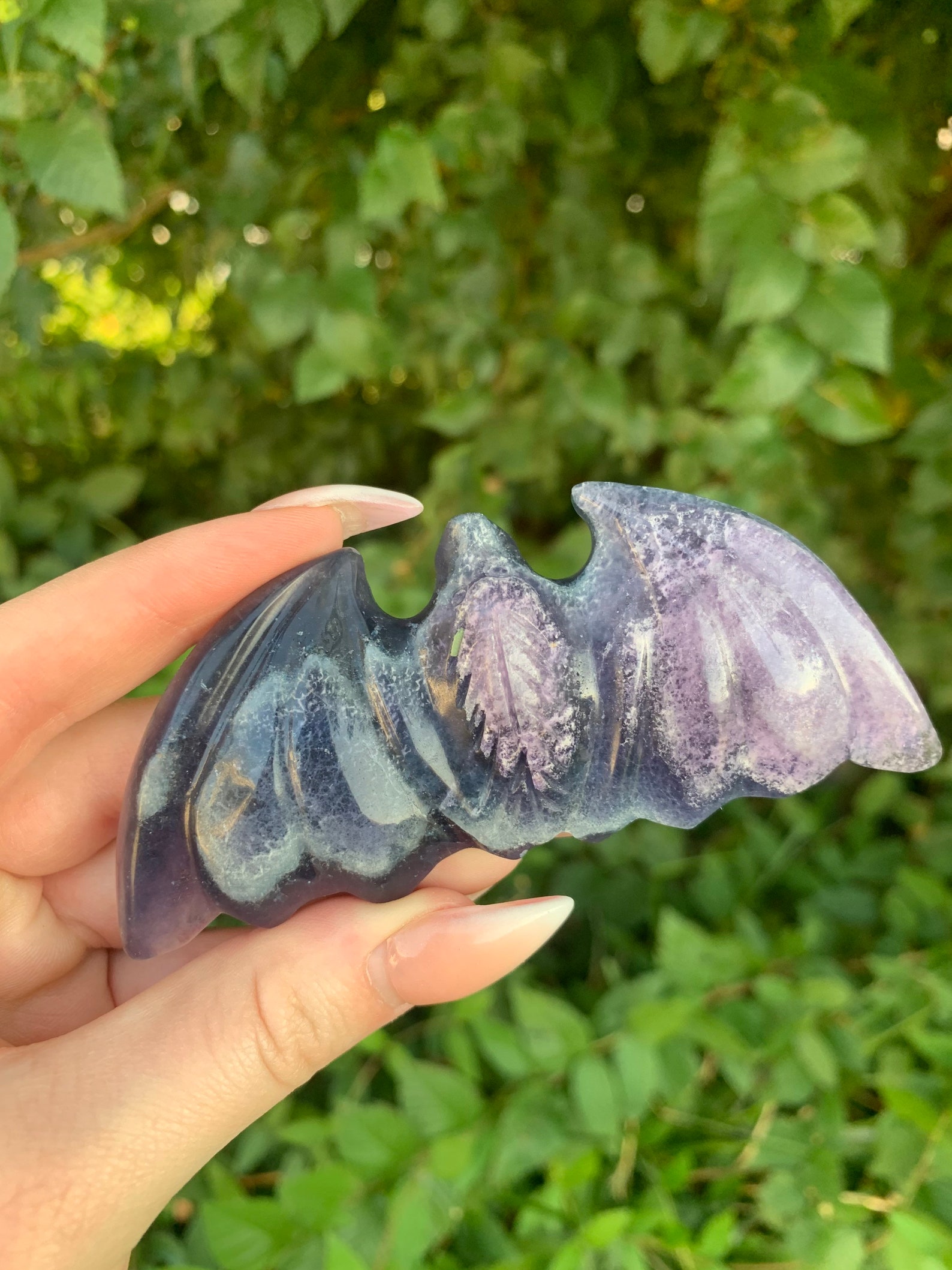Hand Carved Rainbow Fluorite Halloween Bat Figurine lot 1 | Etsy