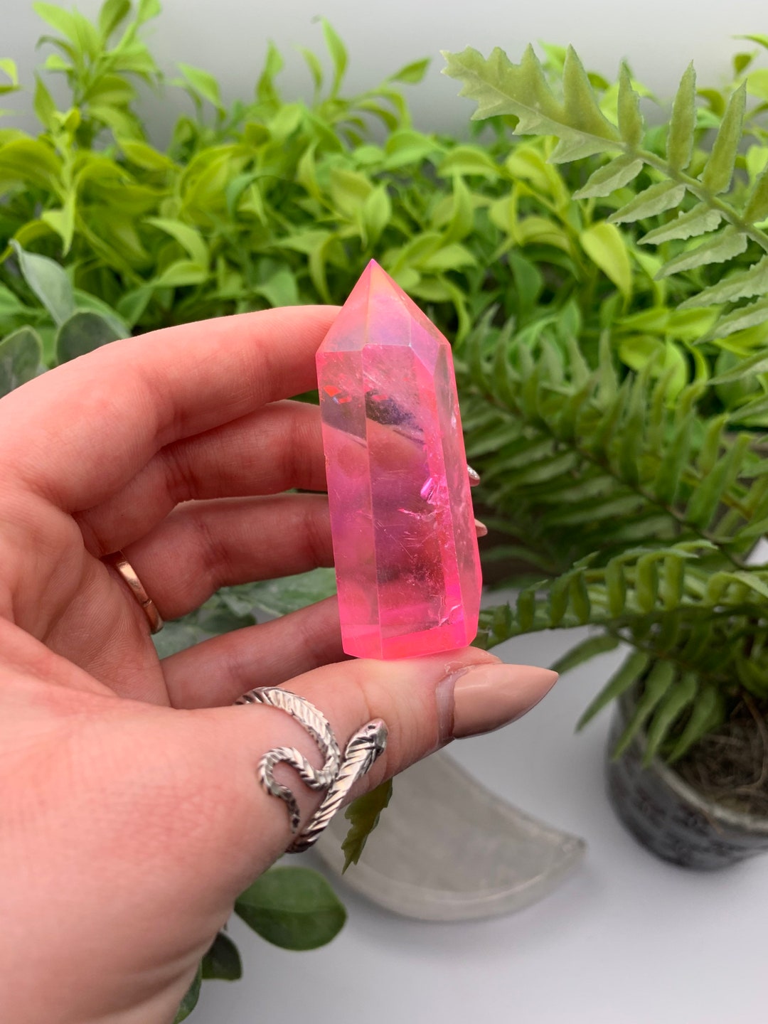 Pink Rose Aura Angel Quartz Tower Point Obelisk (qty:1) - Etsy
