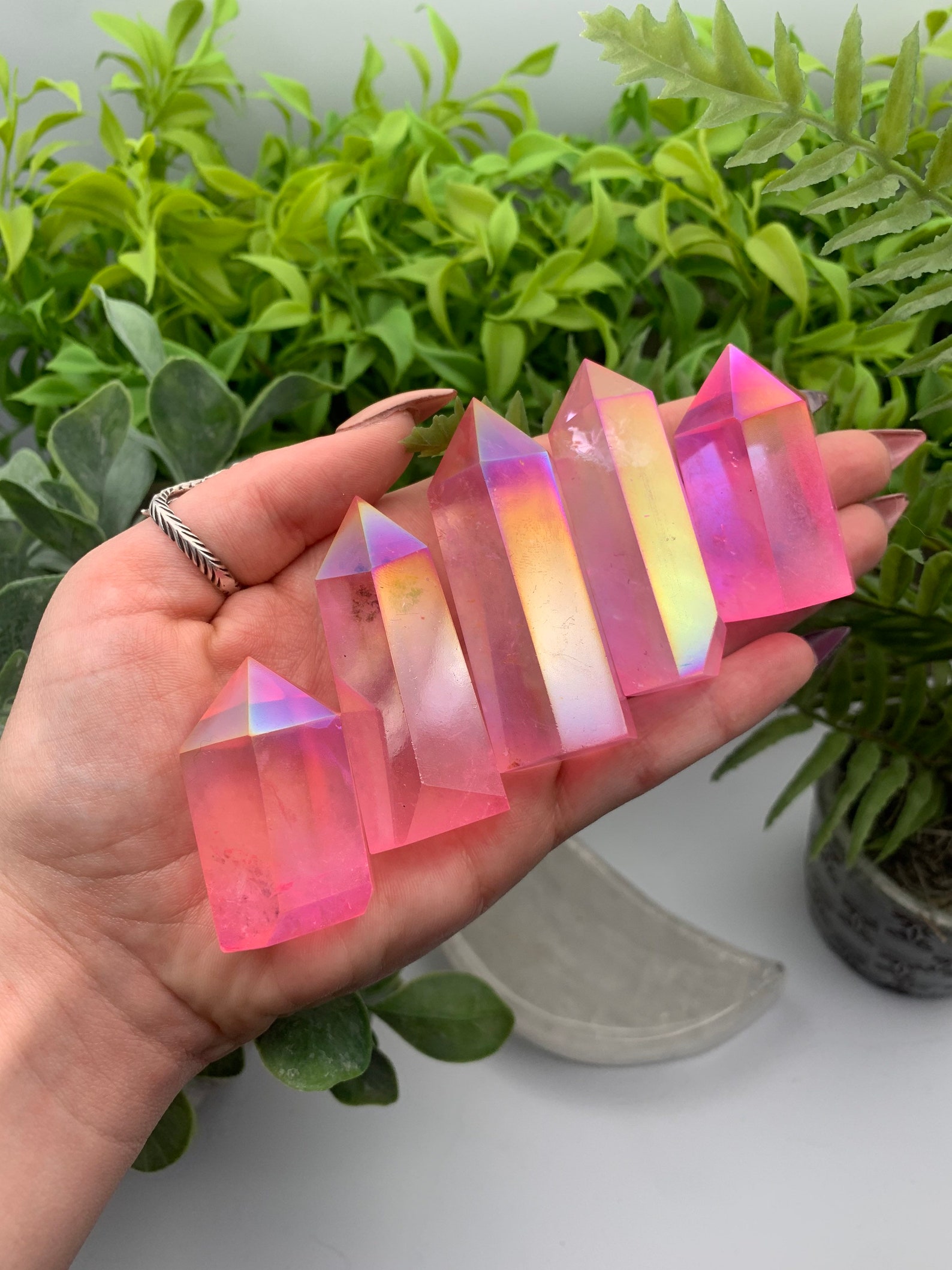 Pink Rose Aura Angel Quartz Tower Point Obelisk qty:1 | Etsy