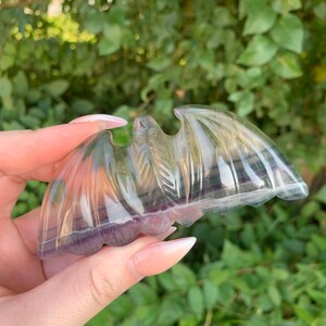 Hand Carved Rainbow Fluorite Halloween Bat Figurine lot 1 qty: 1 - Etsy