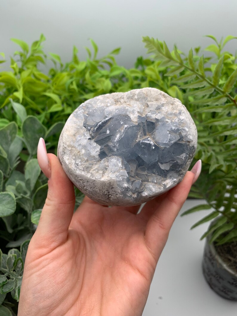 Large Celestite Celestine Blue Calcite Geode Cluster qty: 1 - Etsy