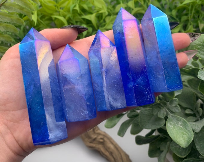 Dark Blue Indigo Tanzan Tanzine Aqua Aura Blue Angel Quartz Tower Point ...