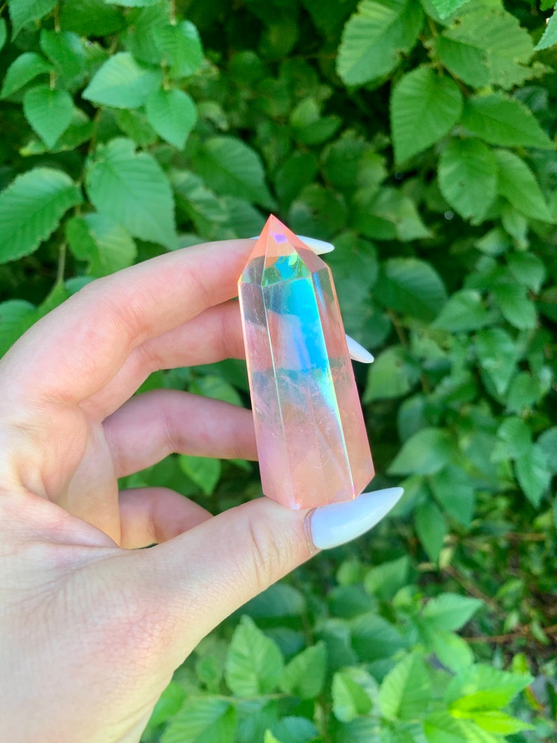 Pink Rose Aura Angel Quartz Tower Point Obelisk Qty:1 | Etsy