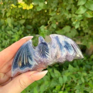 Hand Carved Rainbow Fluorite Halloween Bat Figurine lot 1 qty: 1 - Etsy
