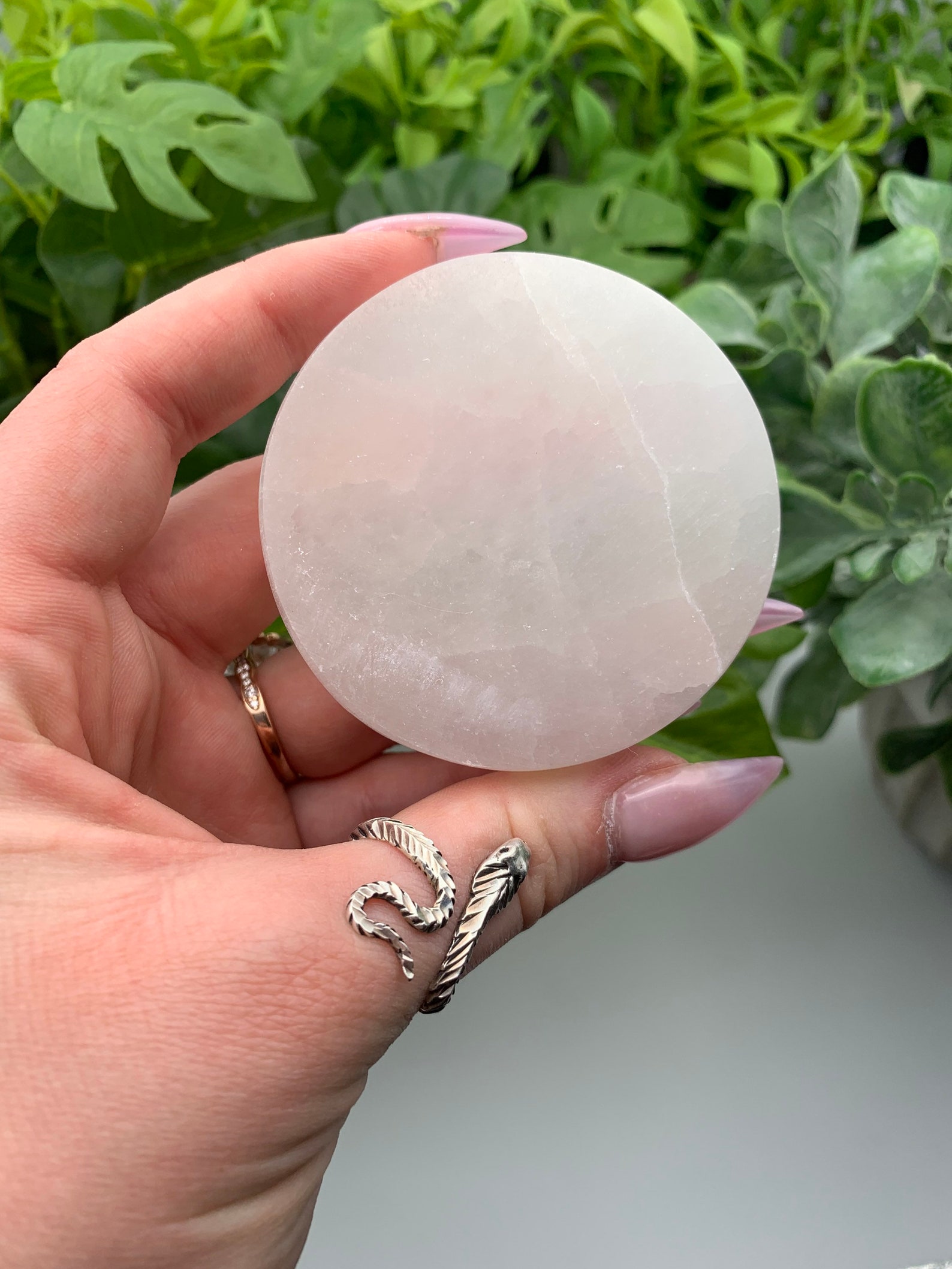 Selenite Satin Spar Crystal Circle Coaster Charging Plate - Etsy