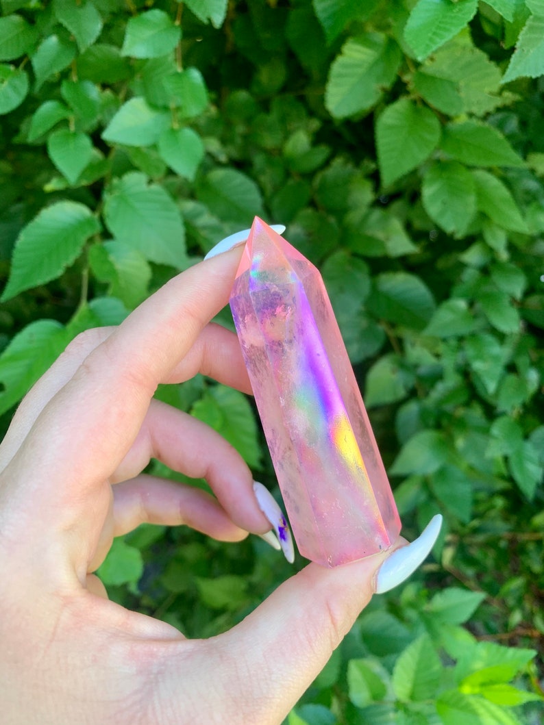 Pink Rose Aura Angel Quartz Tower Point Obelisk Qty:1 | Etsy