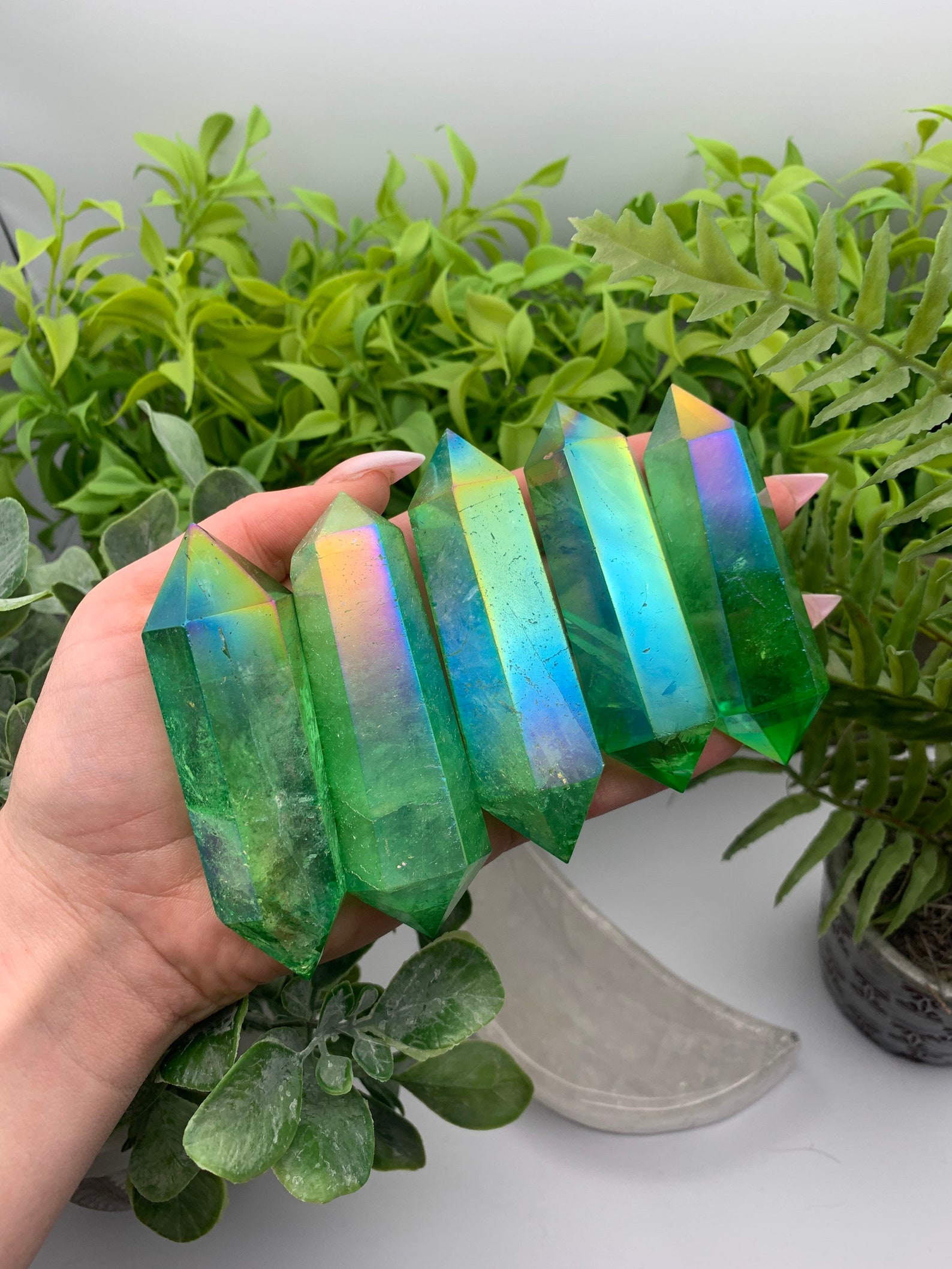 Green Apple Aura Angel Clear Quartz Double Terminated Wand | Etsy