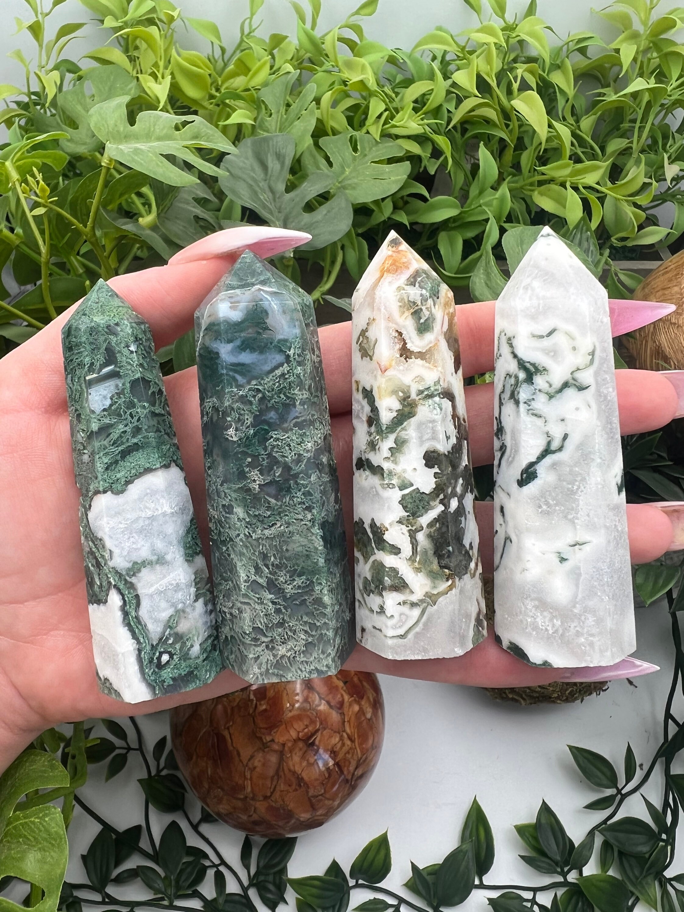 Moss Agate/sea Jasper Crystal Point/tower qty: 1 lot 11 - Etsy