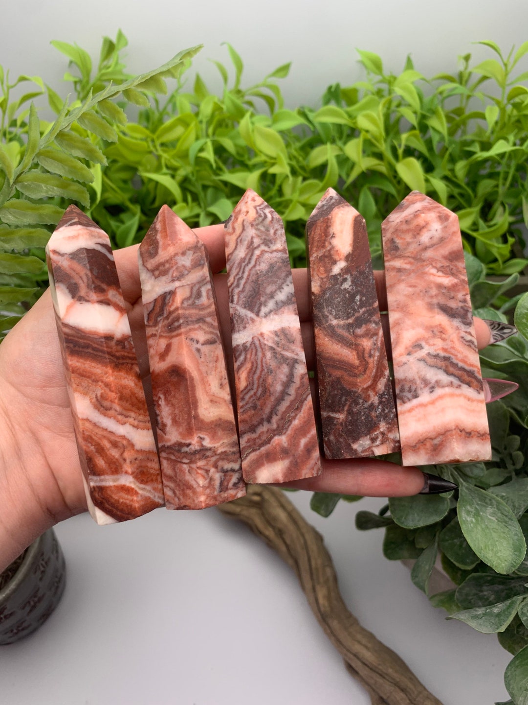 Rainbow Tricolor Calcite Dali Jasper Pork Stone Crystal Point/tower ...