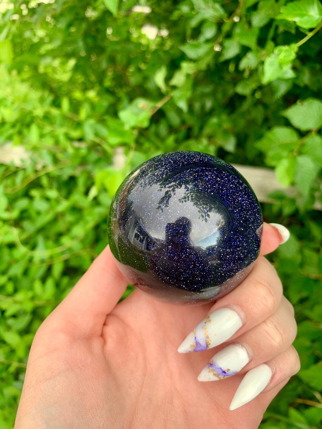 Blue Goldstone Glitter Sphere Crystal Ball - Etsy