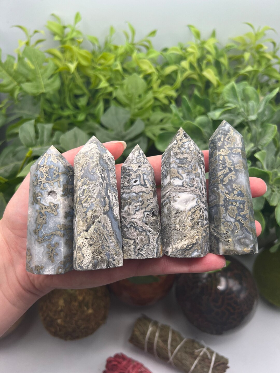 Pyrite in Agate Geode Chalcopyrite Tower Point Obelisk qty: 1 lot 7 - Etsy