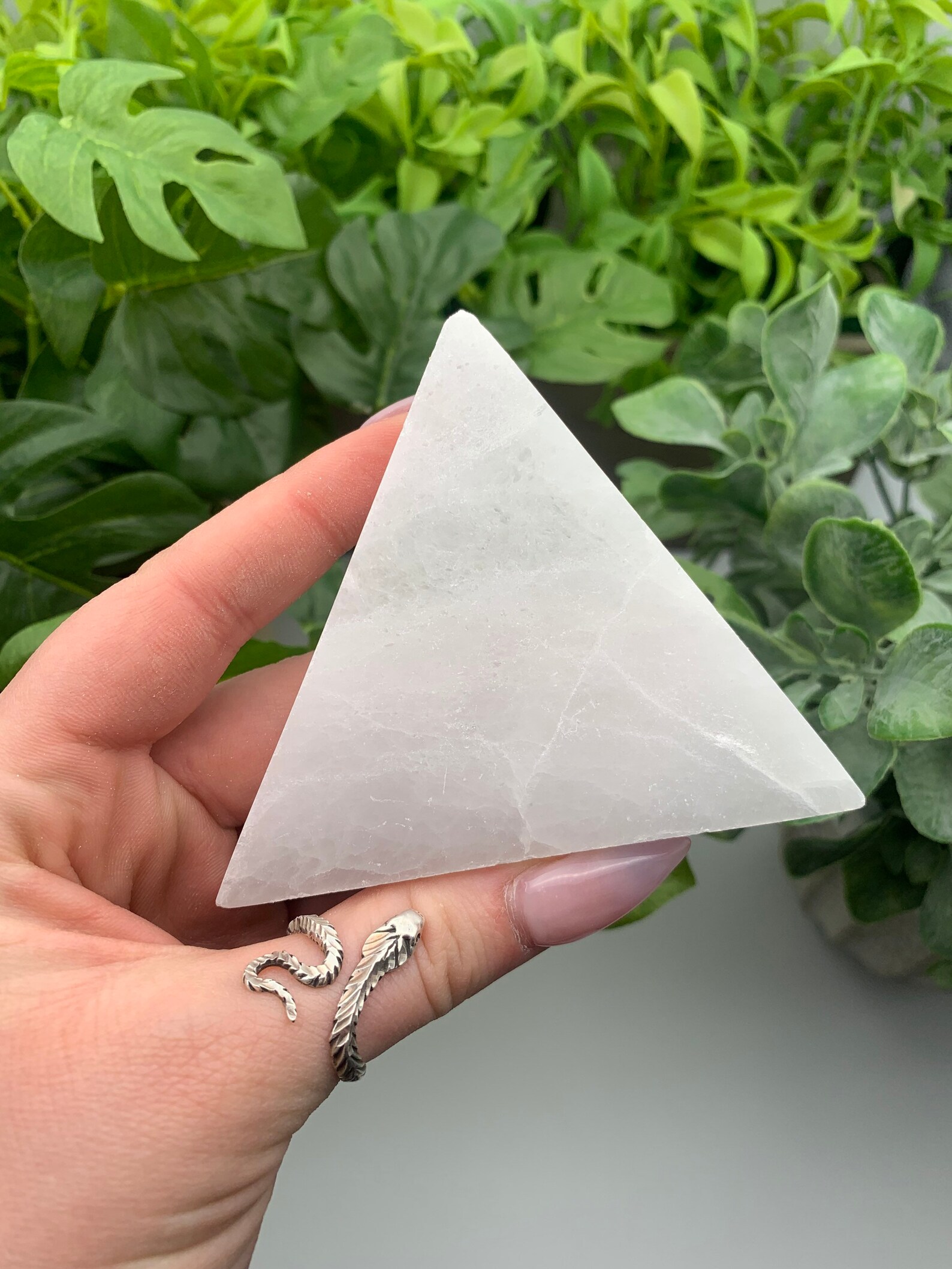 Selenite Satin Spar Crystal Triangle Coaster Charging Plate - Etsy