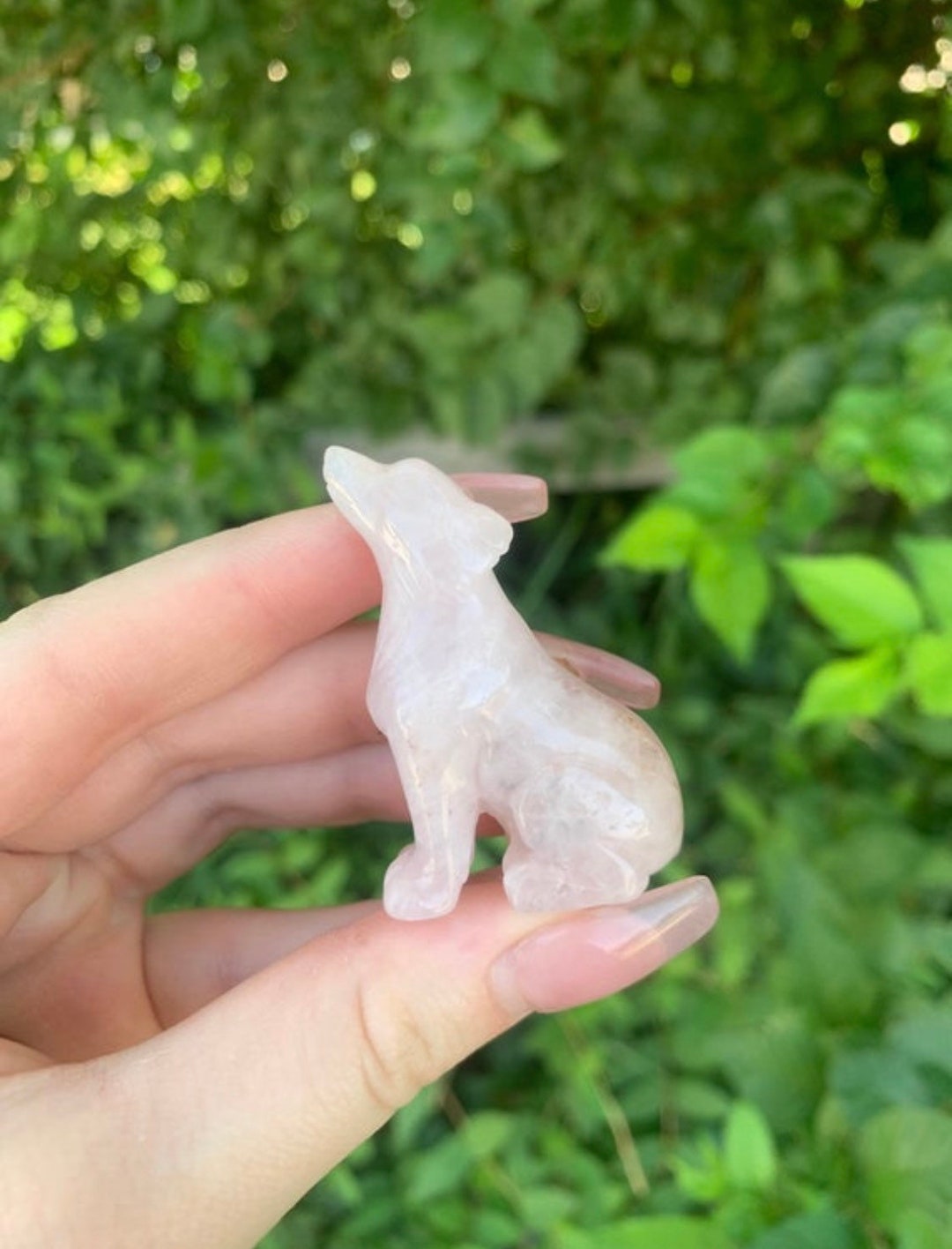 Carved Howling Rose Quartz Wolf (qty: 1) - Etsy