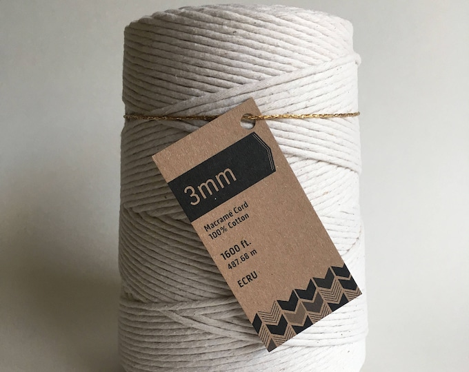 3mm Macrame Cord, Slim, Diva Cotton Macrame 100% Cotton Cord, Macrame ...