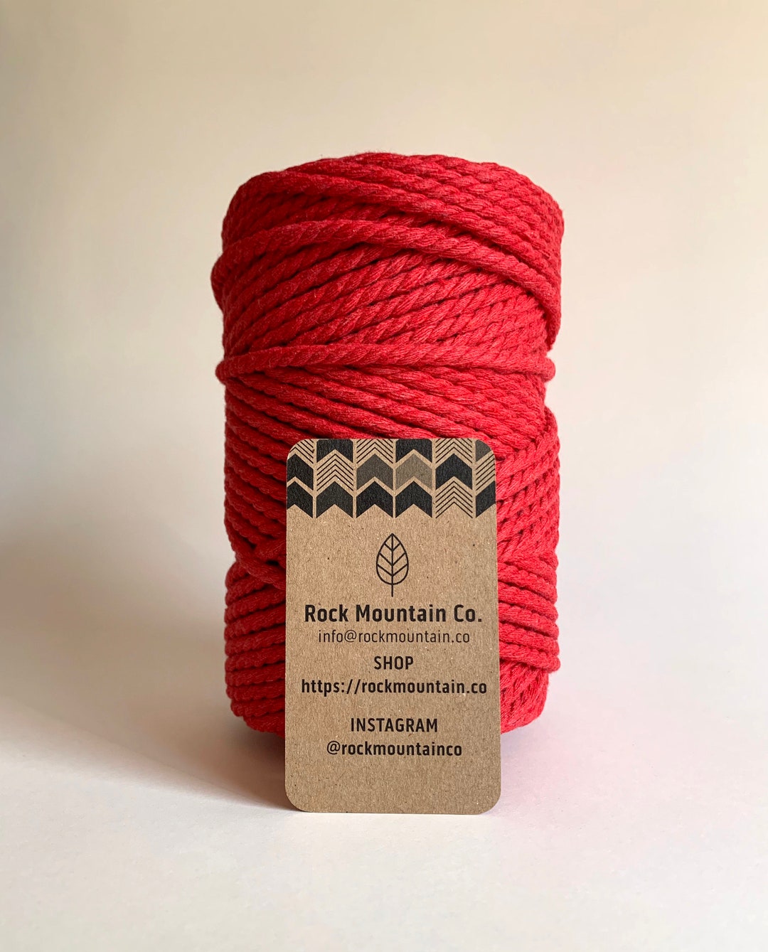 5mm 3 Strand Recycled Cotton Macrame Rope - Bright Red Craft Cord, AZO ...