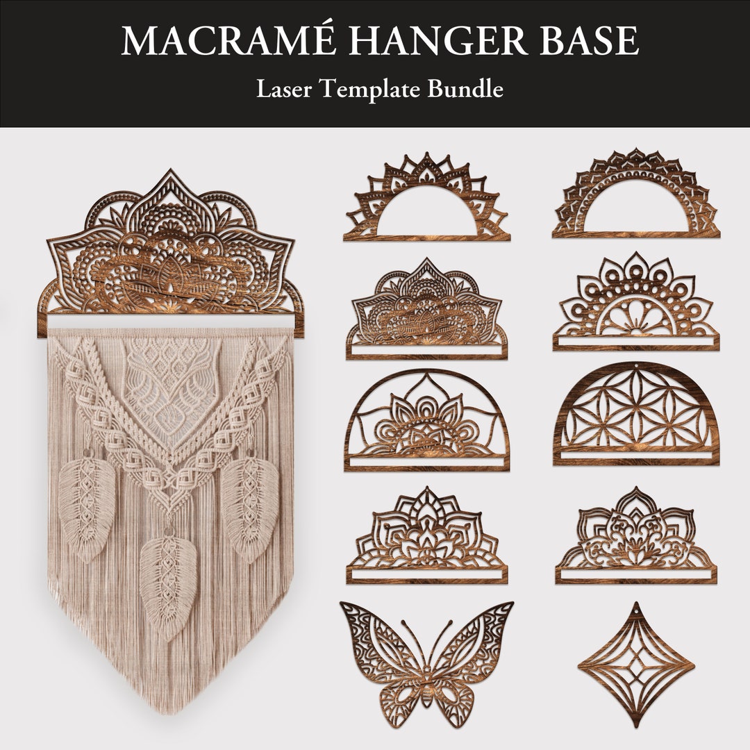 Mandala Macrame Hanger Bundle Wall Hanging Base Set Butterfly Ornament ...