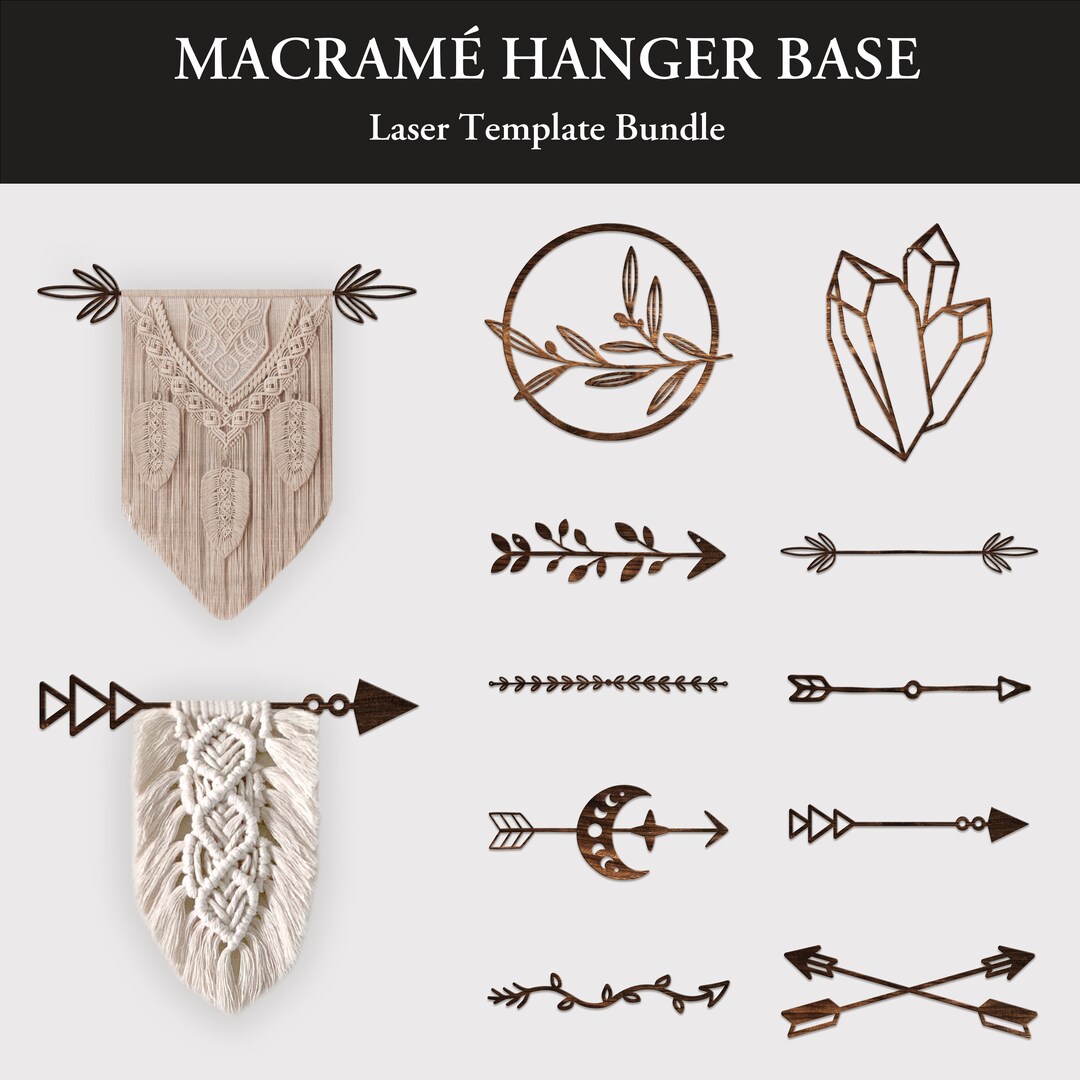 Boho Arrow Macrame Hanger Bundle Wall Hanging Base Set Leaf Ornament ...